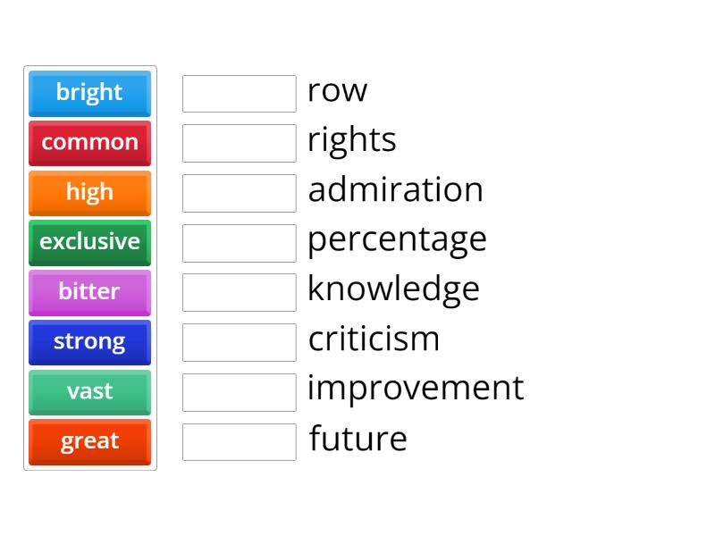 Black adjective noun collocation 1 - Match up