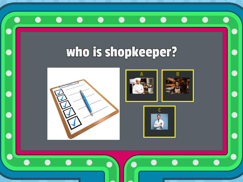 shopkeeper and cashier quiz questions - Gameshow quiz