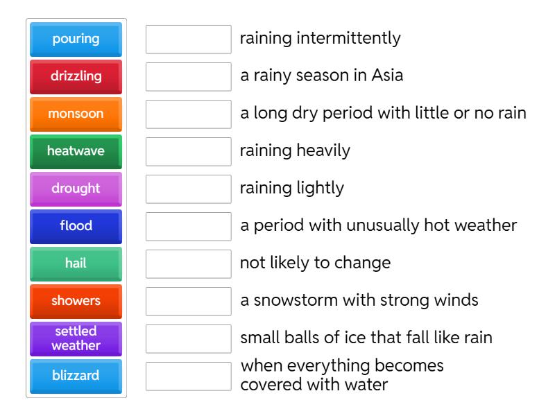 WEATHER definitions - Match up