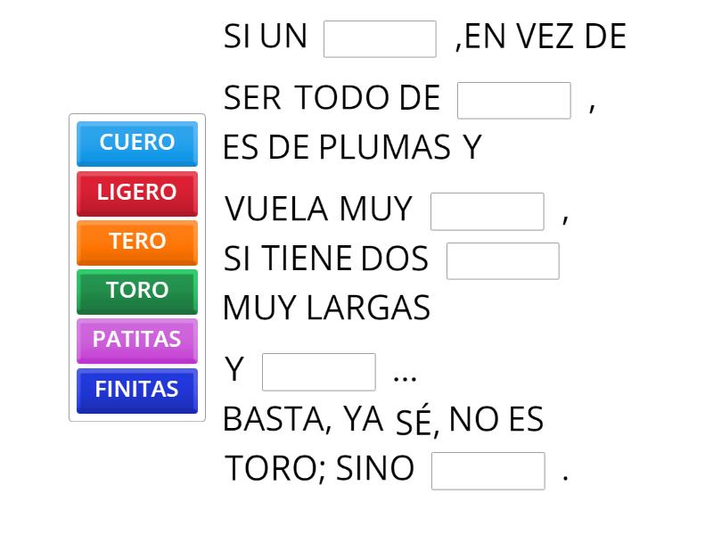 TORO... TERO. - Complete the sentence