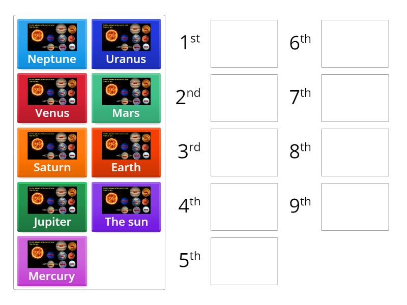 Put the planets in the correct order from the sun. (S5 Star) - Rank order