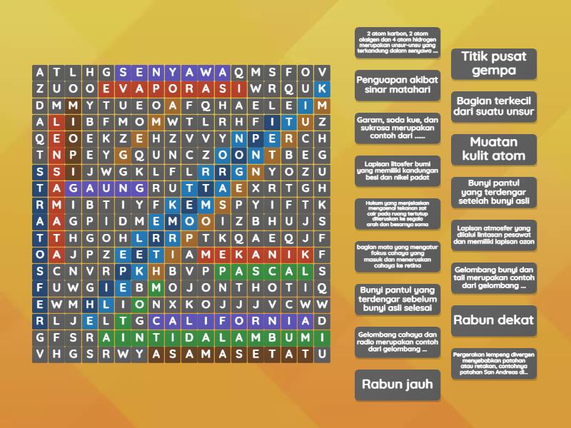 LATIHAN SAT IPA 8 - Wordsearch