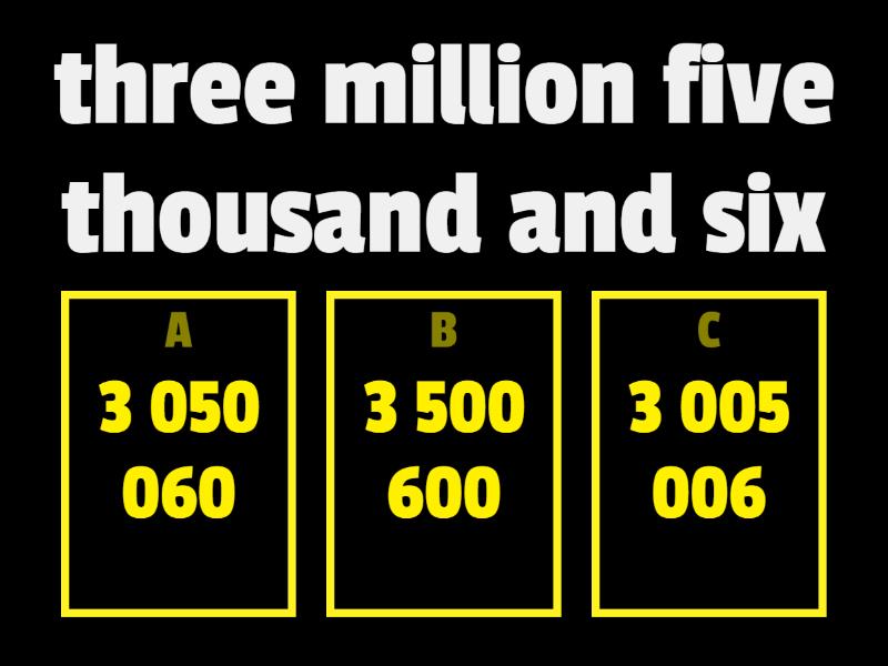 big numbers - Quiz