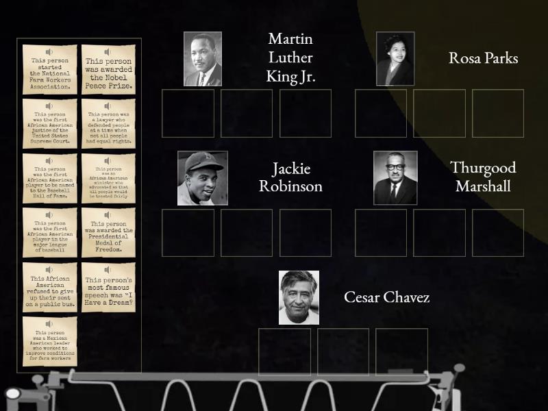 Famous Americans WordWall Sort: King, Parks, Robinson, Marshall, Chavez ...