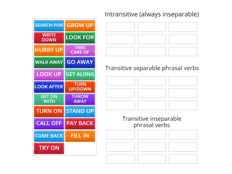 Transitive intransitive, separable/inseparable group sort - Групповая ...