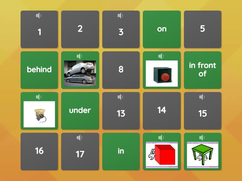 Preposition of place - Matching pairs