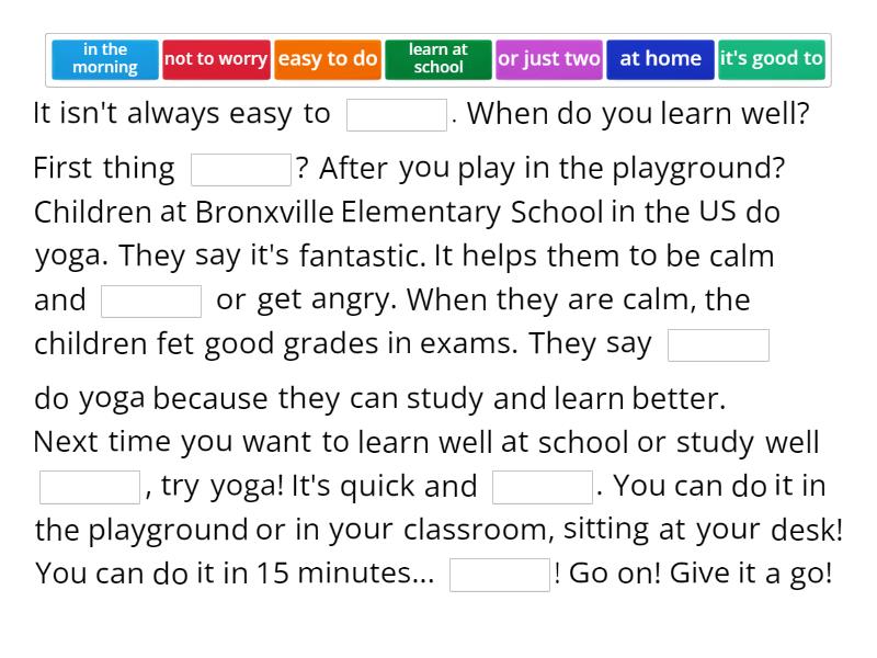 Yoga for Kids (Imagine 4) - Complete the sentence