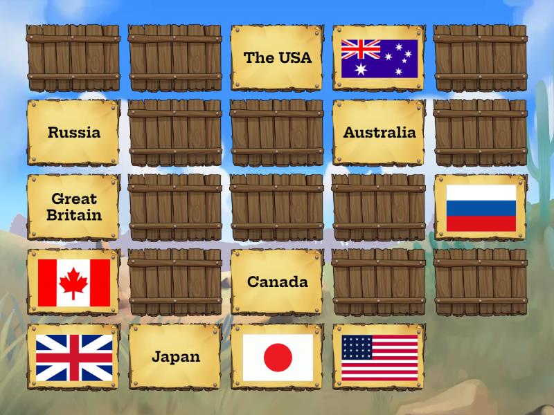 Memory game countries - Matching pairs