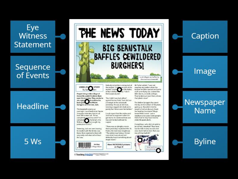 Label a Newspaper Report - Labelled diagram