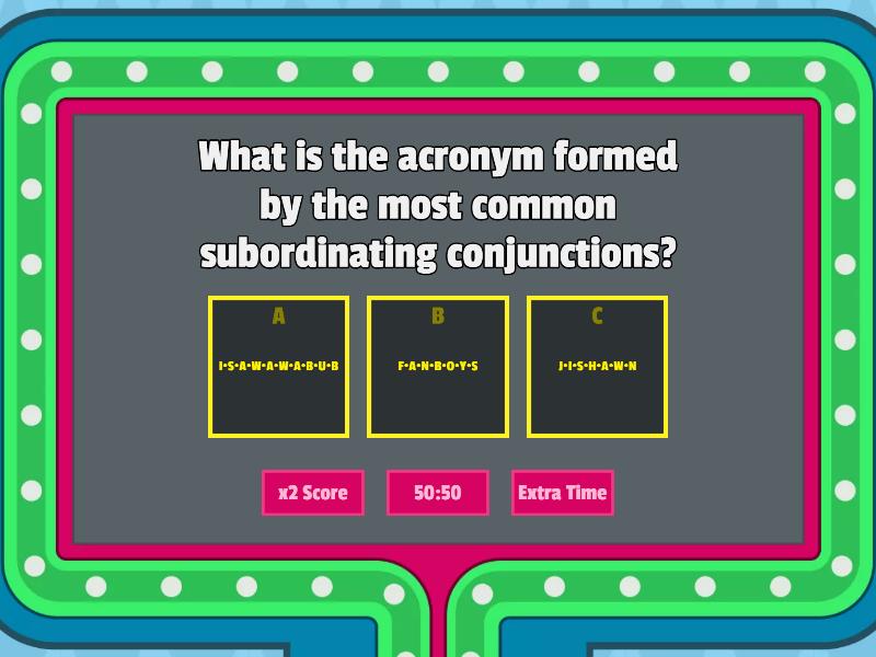 Subordinating Conjunctions Quiz - Kuis gameshow