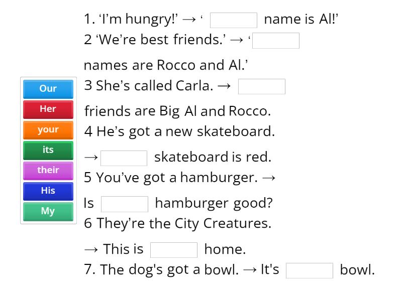 GG2 U0.5 possessive pronouns - Complete the sentence
