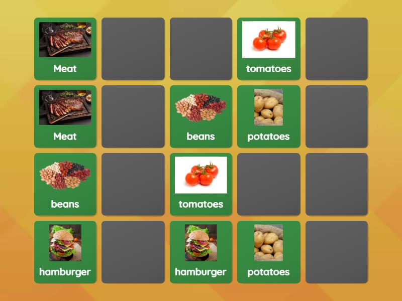 Food memory game - Matching pairs