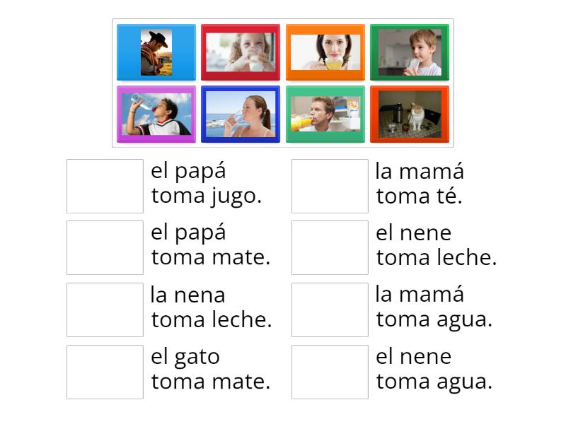 oraciones s v o verbo tomar - Match up