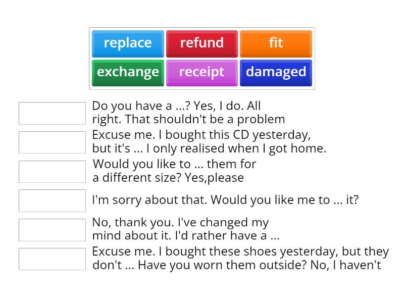 Making a complaint - Match up