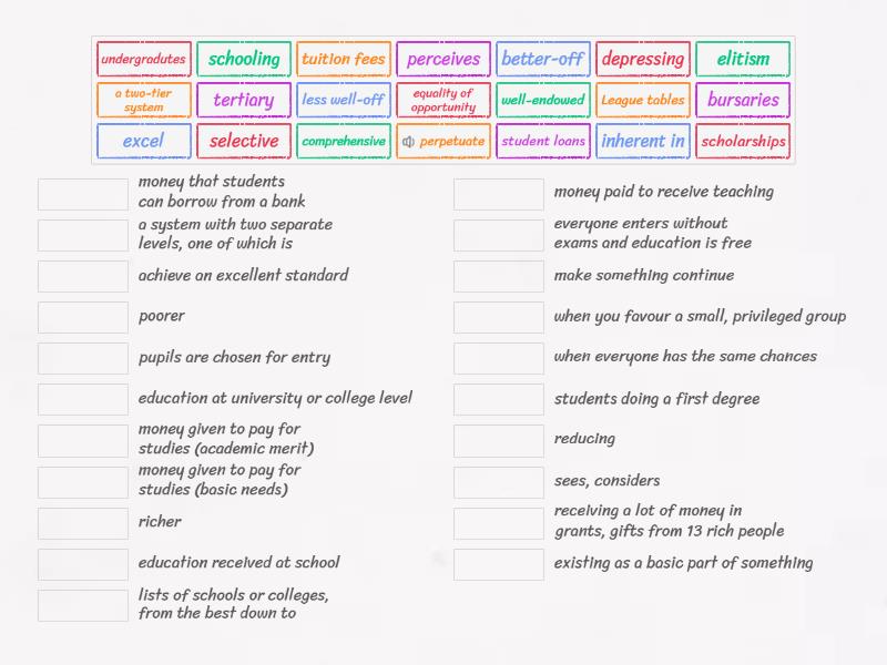 HSG - Voc - Unit 2 - Match up
