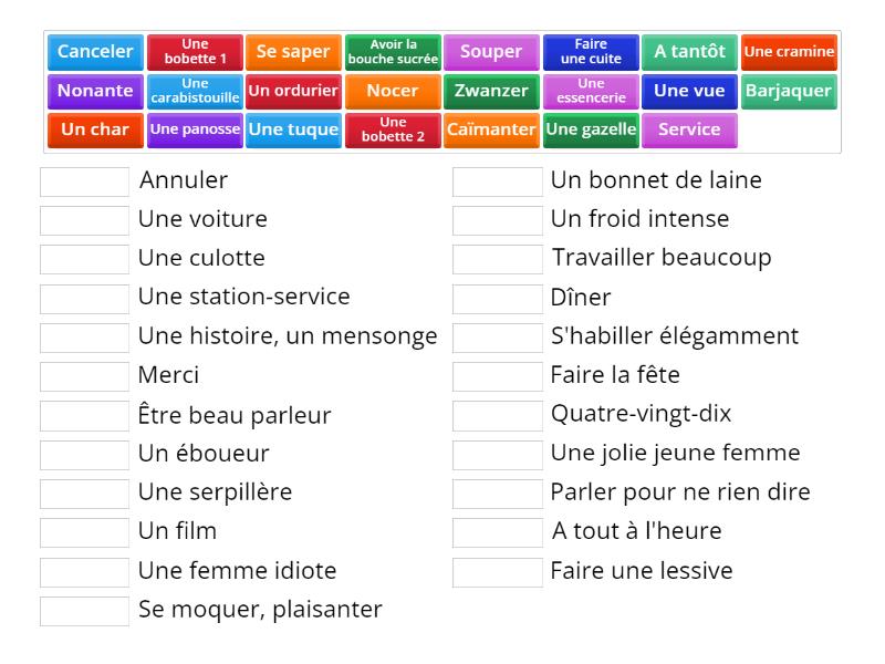 Le quiz de la francophonie - Match up Le quiz de la francophonie - Match up
