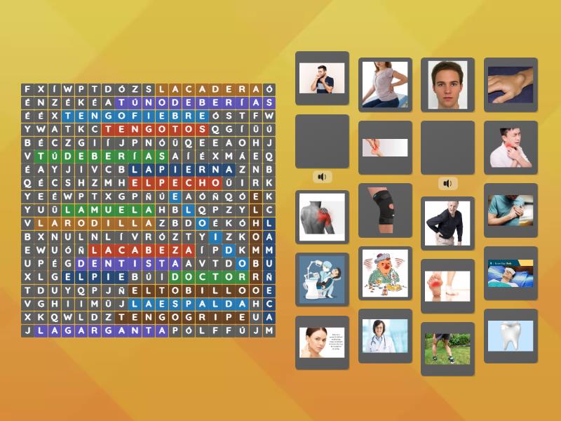 Spanish 2. Health issues. Actividad 4. - Wordsearch
