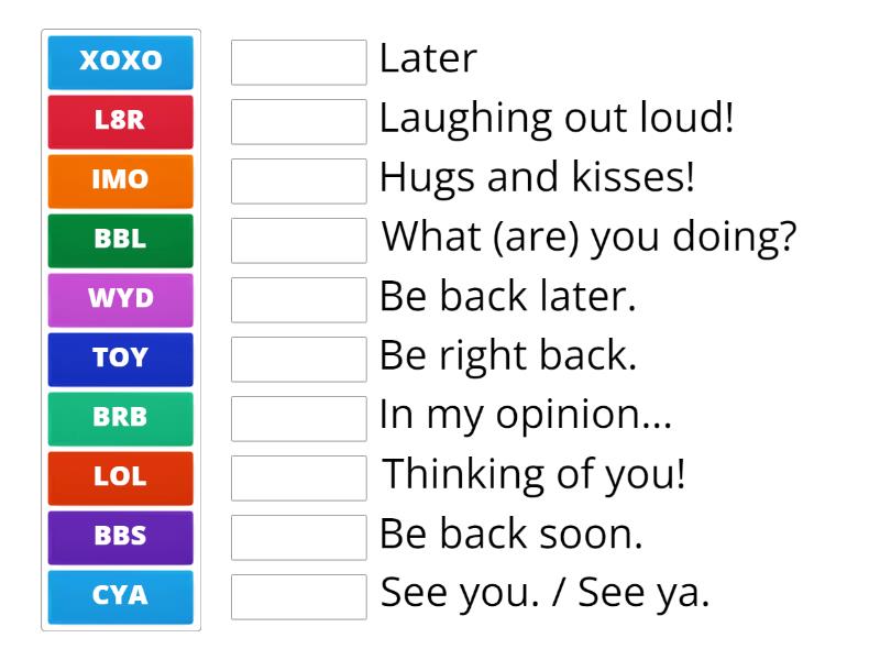 Internet: ACRONYMS & ABBREVIATIONS - Match up