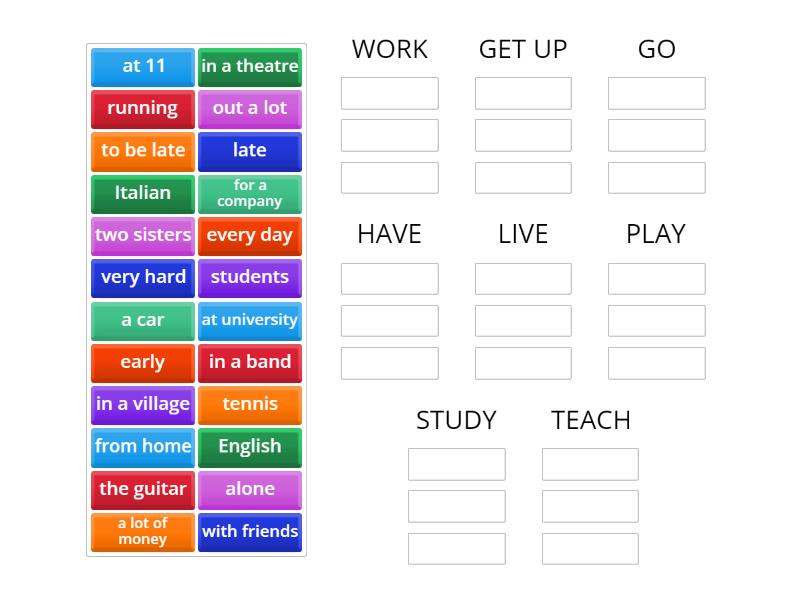 A2 U1 - common verb phrases - Group sort