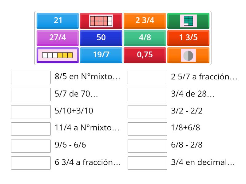 Equivalencia. Fracción y decimal. - Associação
