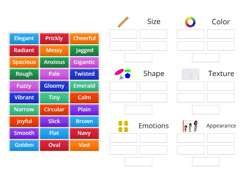 Adjectives Sorting Game - Group sort