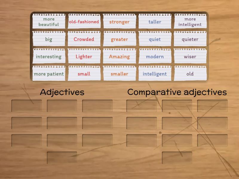 Matching adjectives and comparatives - Group sort