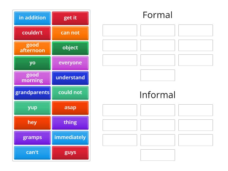 Formal Informal Sort Group Sort