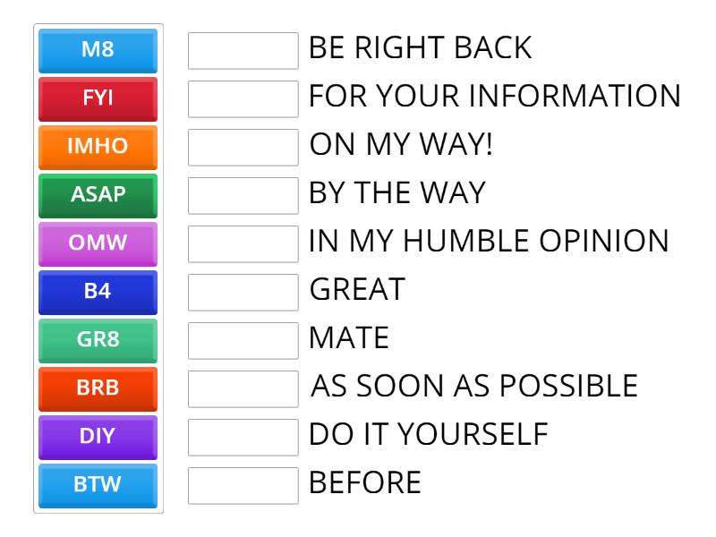 Abbreviations in English - Match up