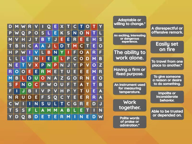 Vocabulary Challenge - Wordsearch