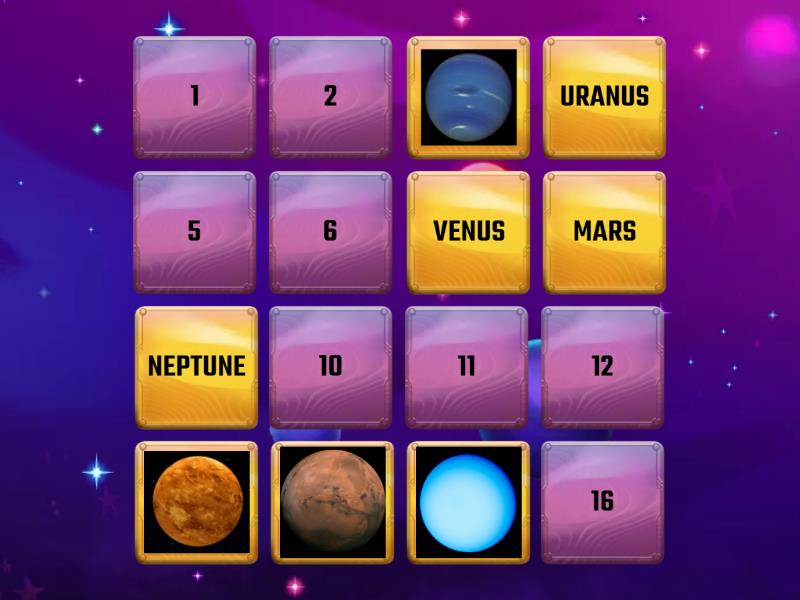 PLANETS - MEMORY GAME - Matching pairs