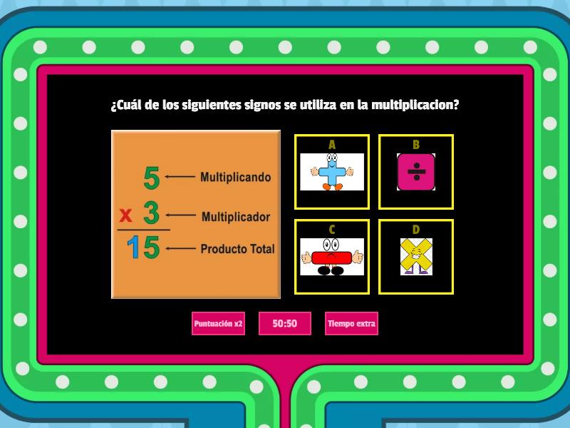 5 básico Multiplicación. - Gameshow quiz
