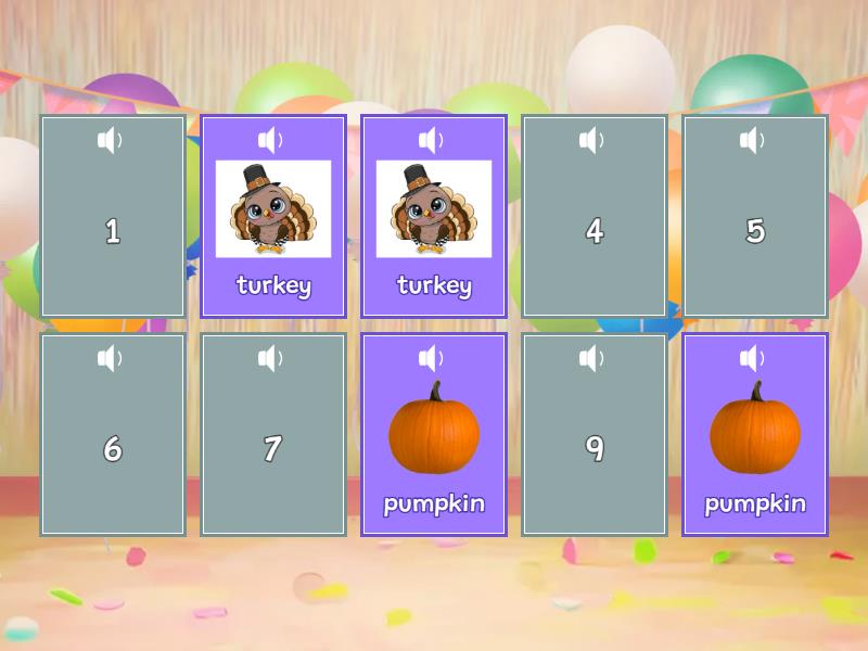 Thanksgiving symbols - Matching pairs