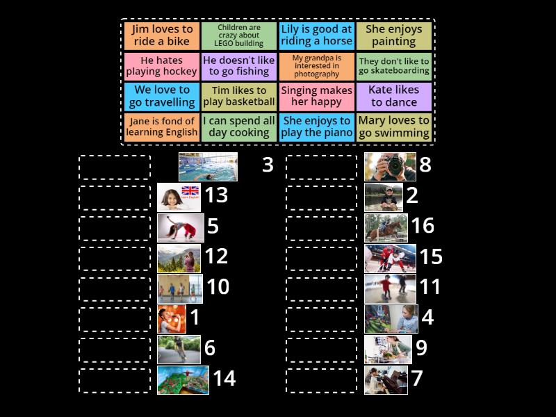 Hobbies matching - Match up