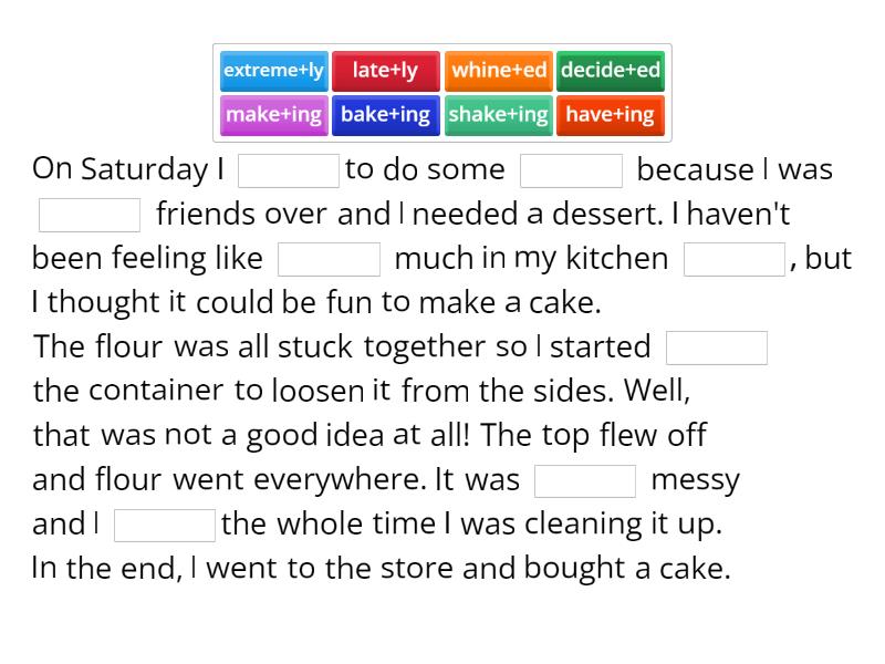 E-Drop Rule sentences - Complete the sentence
