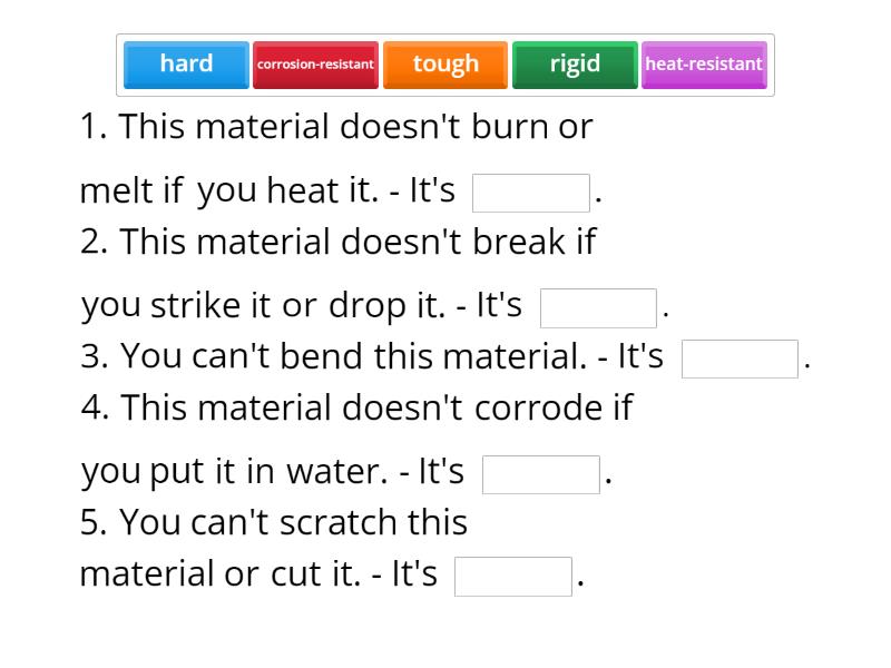 Material Properties - Complete the sentence