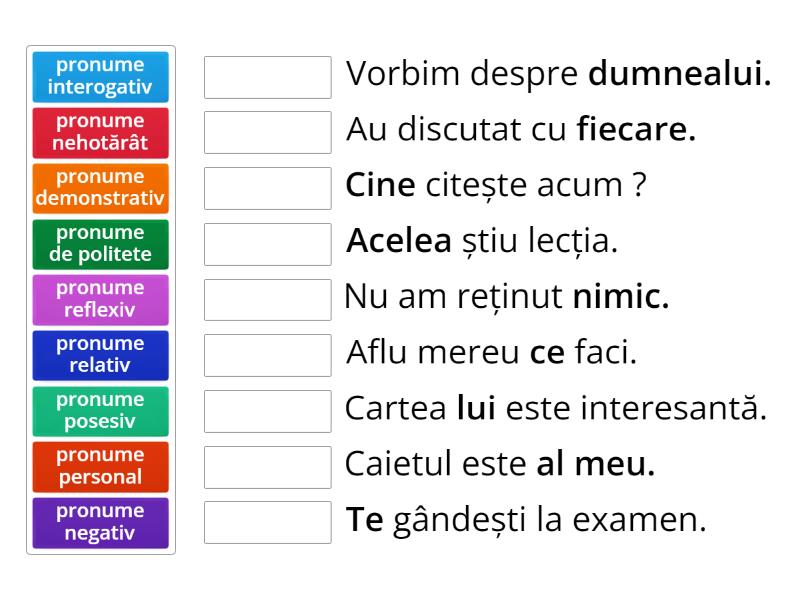 tipuri de pronume - Match up