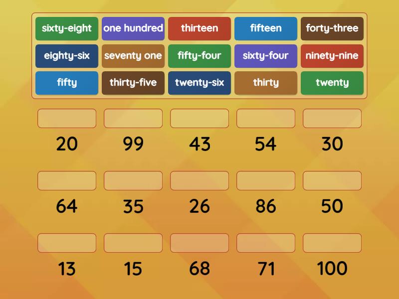 difficult listening sound numbers 1 to 100 - Match up