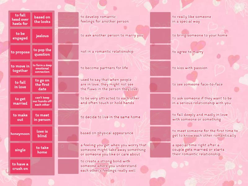 Reality Dating Shows Vocabulary - Match up