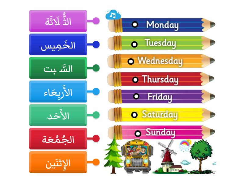 BY Supplementary: Arabic Days of the Week - Labelled diagram