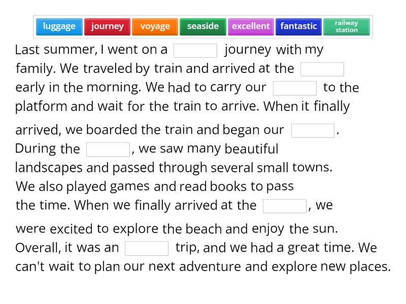 Traveling in context - Missing word