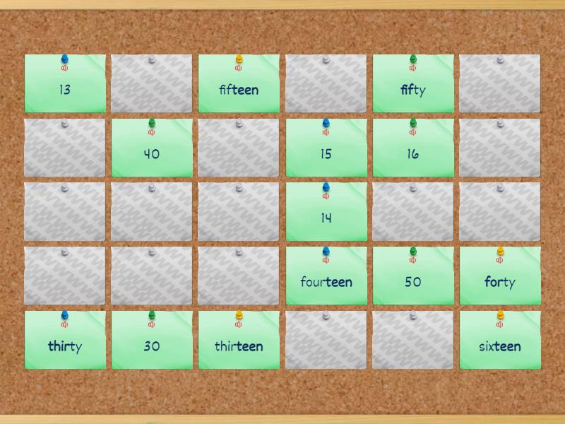 Memory game - numbers - Matching pairs