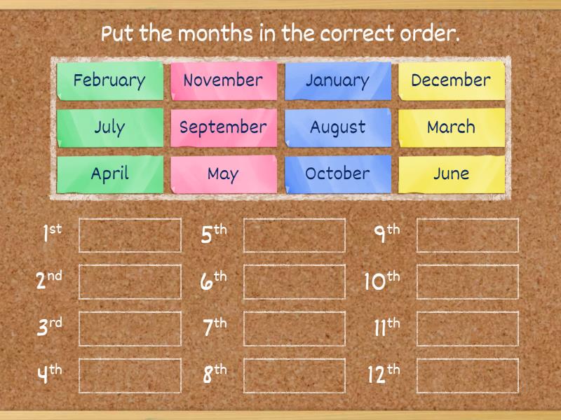 Months of the Year - Rank order