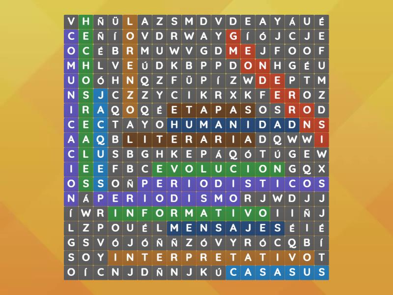 GÉNEROS PERIODÍSTICOS - Sopa de letras