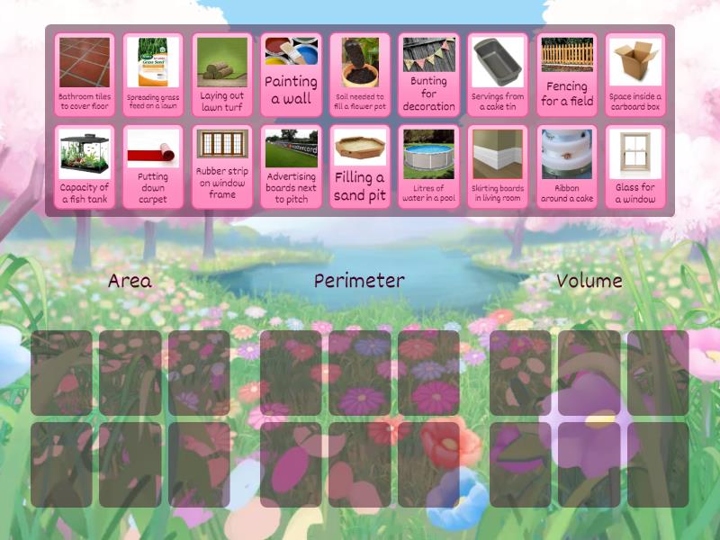 Area, Perimeter & Volume - Card Sort - Group sort