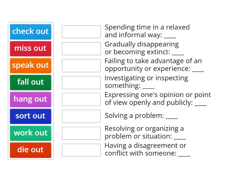 RM B1+ Unit 8A phr. verbs - Une las parejas