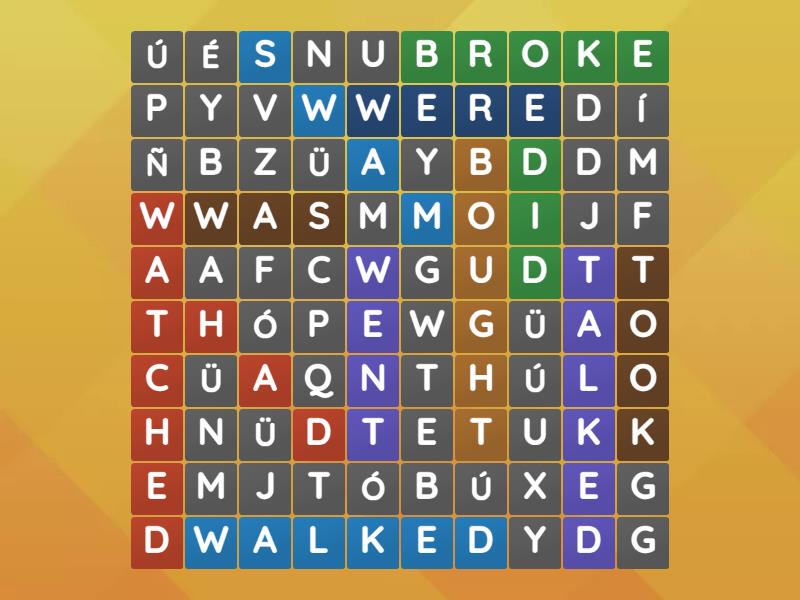 Word Search: THE SIMPLE PAST TENSE - Wordsearch