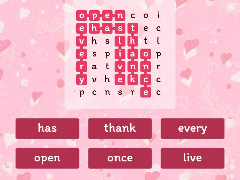 sight words for Layla week 2 - Wordsearch