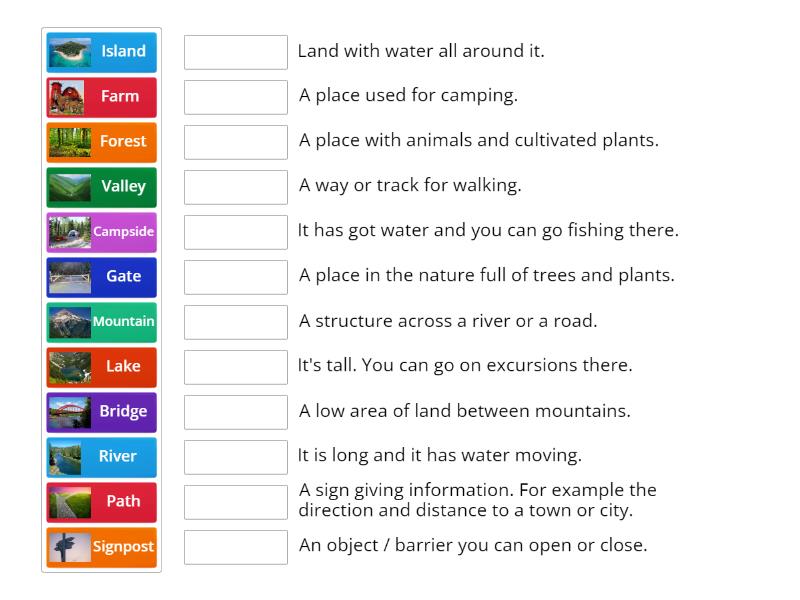 Unit 5. Countryside vocabulary. - Match up