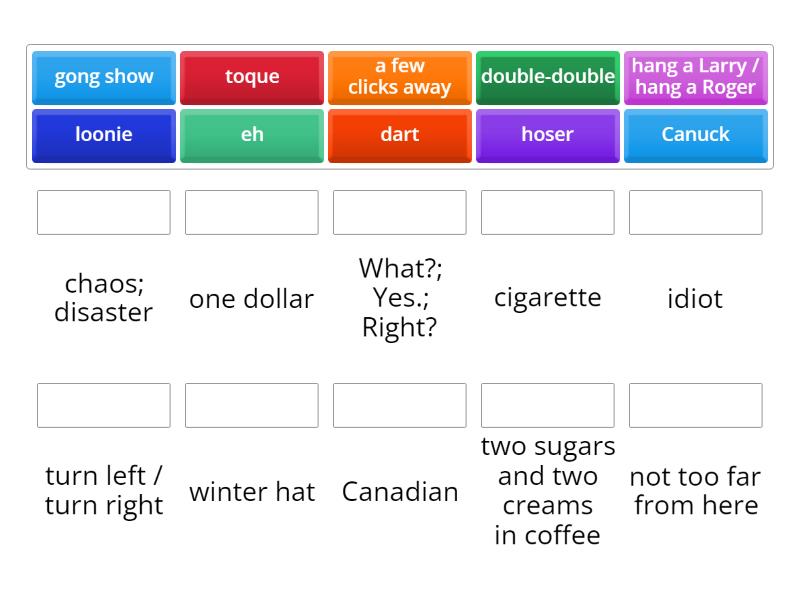 Canadian Words - Match up