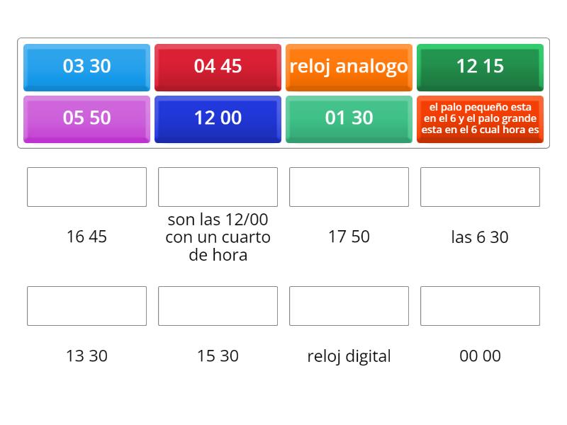 reloj analogo y digital - Une las parejas